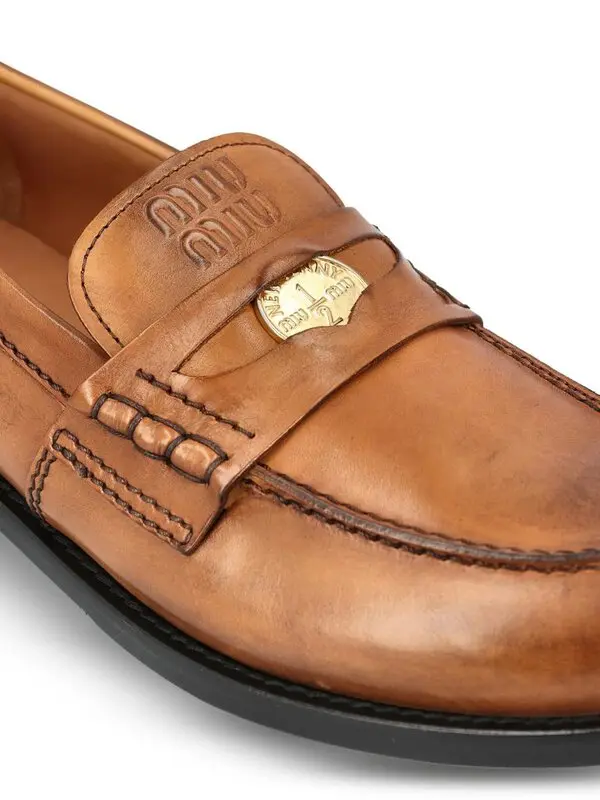Miu Miu Slip-on Penny Loafers - Brown