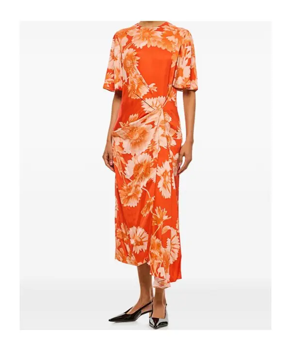 Erdem Viscose Dress With Floral Print And Draped Details