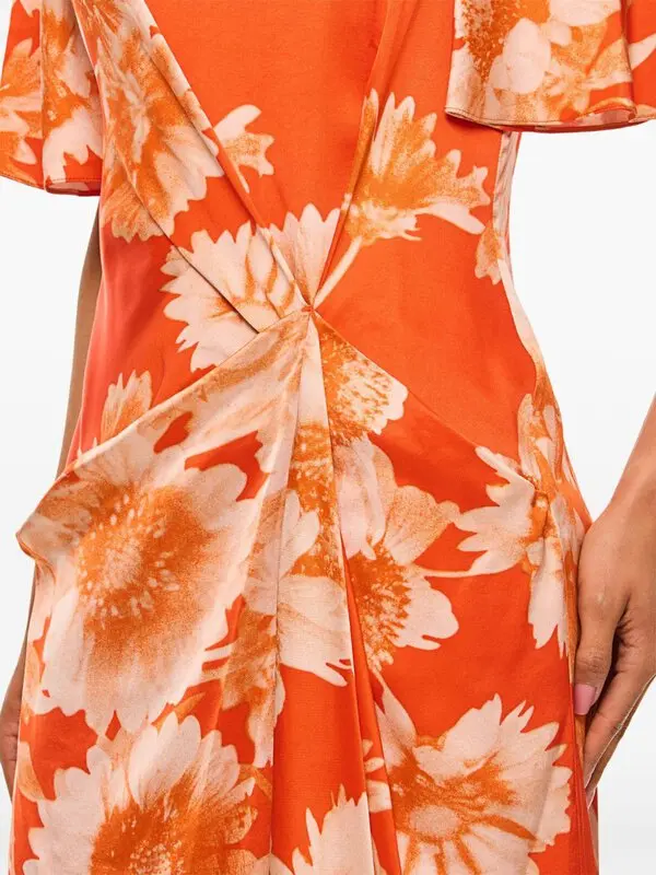 Erdem Viscose Dress With Floral Print And Draped Details