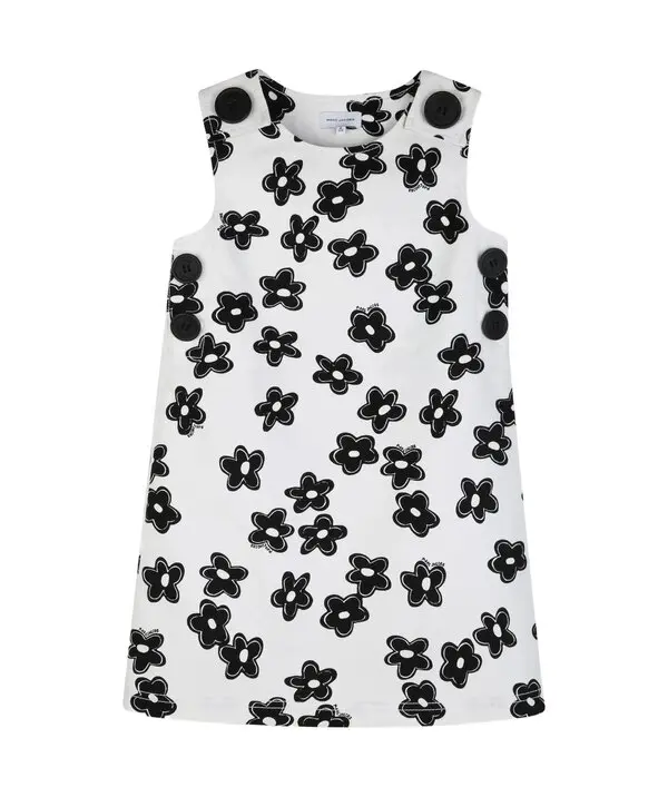 Marc Jacobs Sleeveless Floral Print Button Detail Dress - White