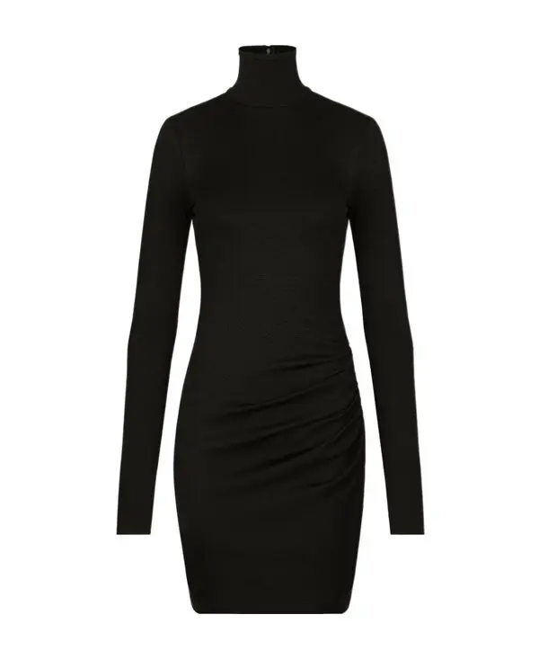 Dolce & Gabbana Ruched Detail High Neck Mini Dress
