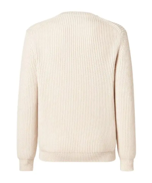 Fendi Fisherman's Rib Knit Crewneck Jumper With Embroidered Lettering - White