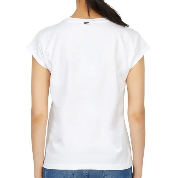 Herno Round Neck Short Sleeve T-shirt With Rhinestone Embellishment