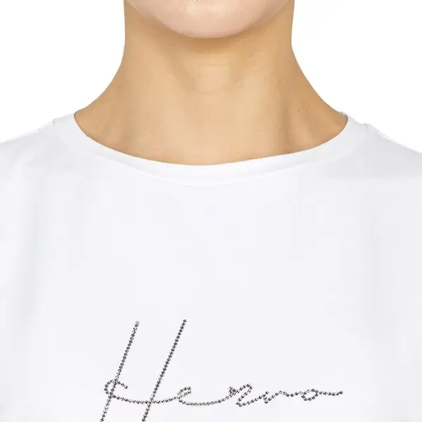 Herno Round Neck Short Sleeve T-shirt With Rhinestone Embellishment