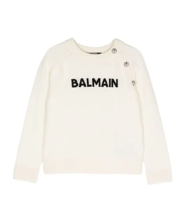 Balmain Jacquard Logo Knitted Jumper