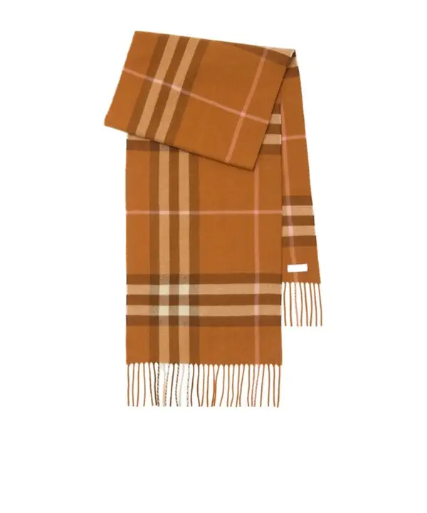 Burberry Checked Fringed-edge Scarf - Squash