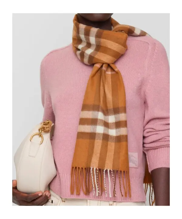 Burberry Checked Fringed-edge Scarf - Squash