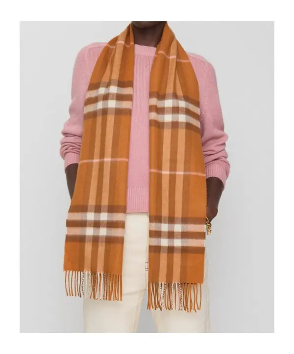 Burberry Checked Fringed-edge Scarf - Squash