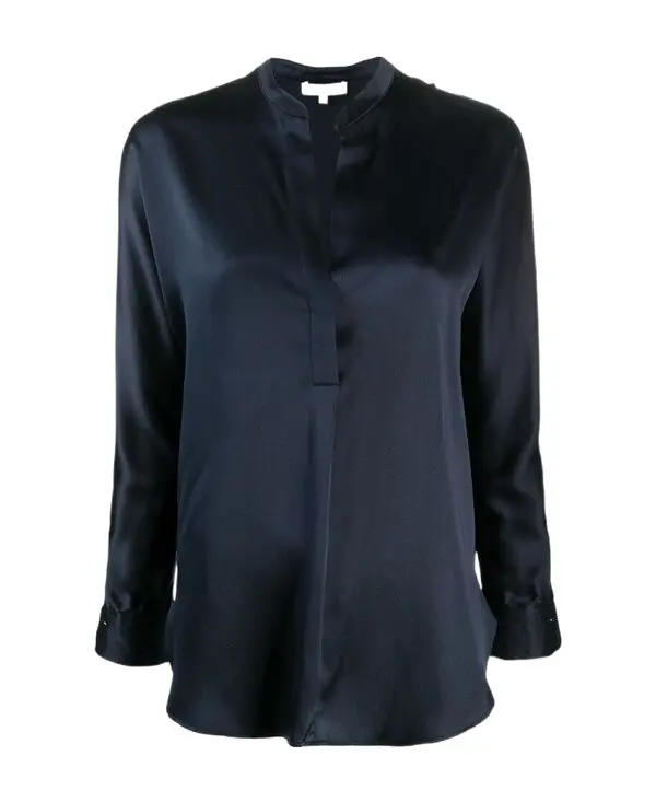 Vince Open Neck Long-sleeved Blouse