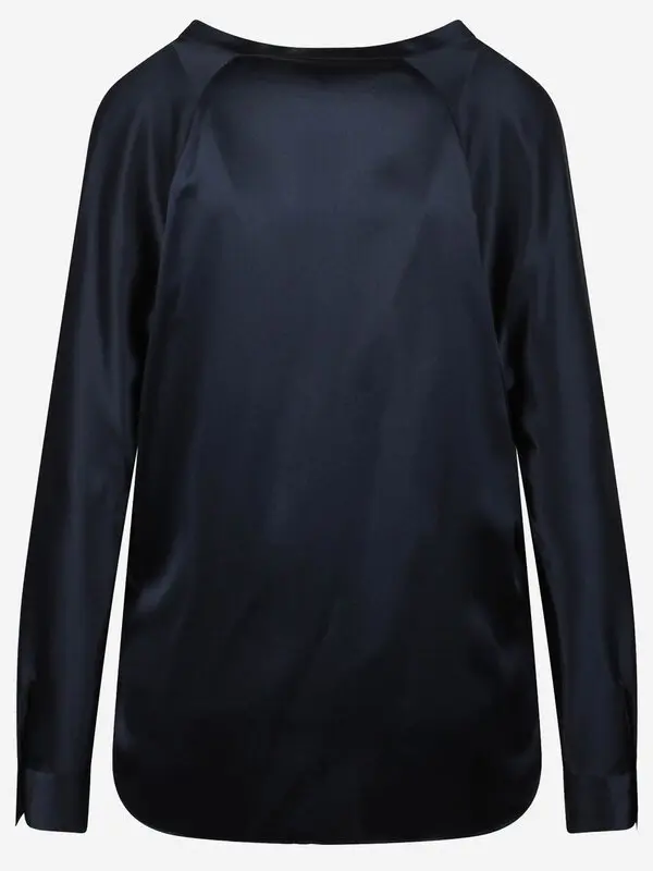 Vince Open Neck Long-sleeved Blouse