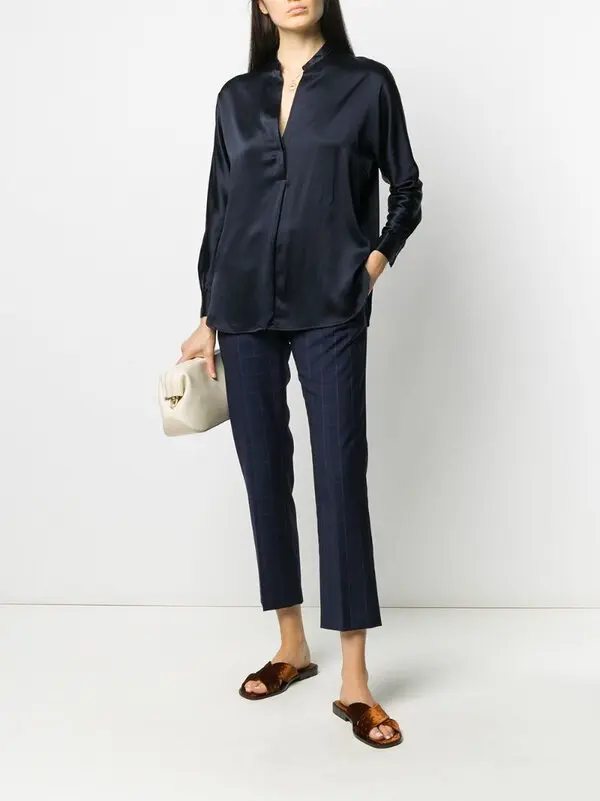 Vince Open Neck Long-sleeved Blouse