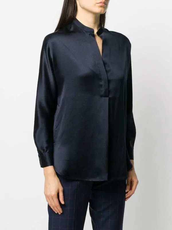 Vince Open Neck Long-sleeved Blouse