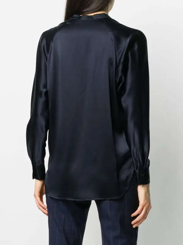 Vince Open Neck Long-sleeved Blouse