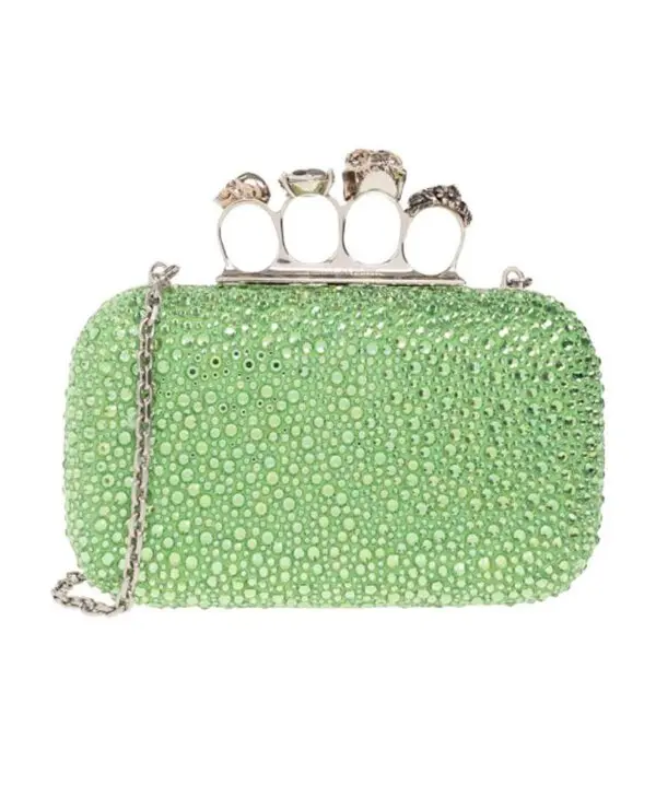 Alexander McQueen Skull Knuckle Box Clutch - Green
