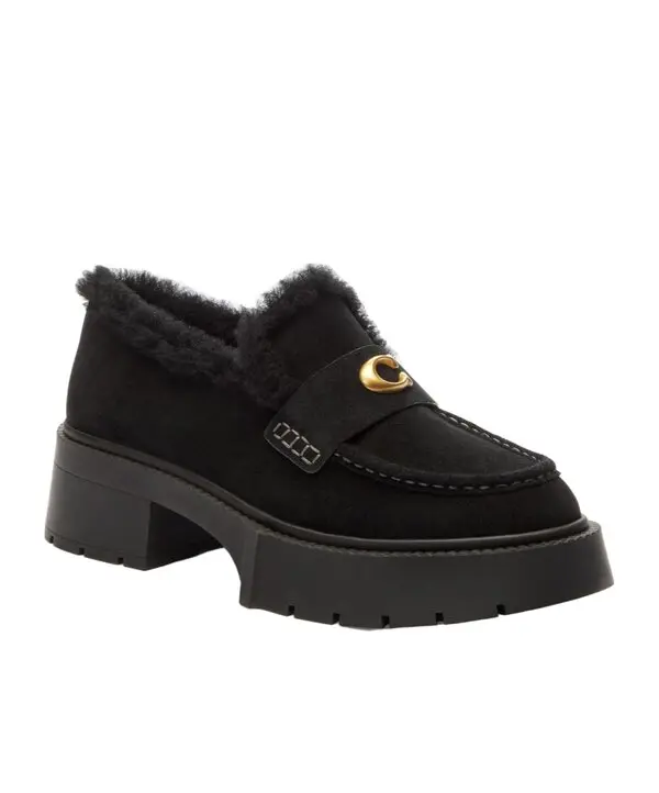 COACH Leah Shearling Logo Loafers