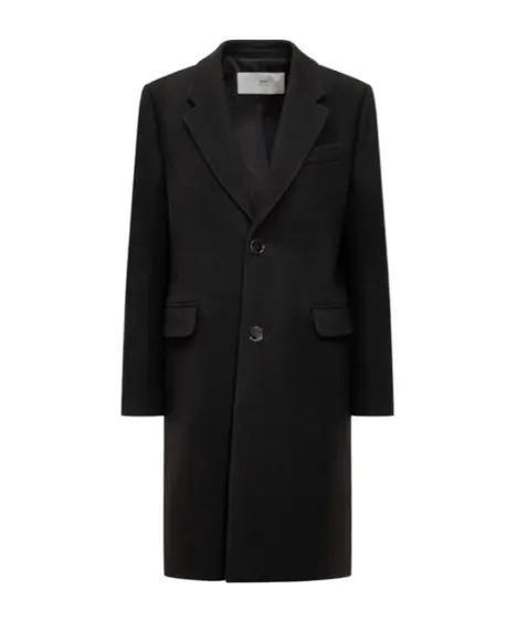 Ami Single-breasted Coat - Black