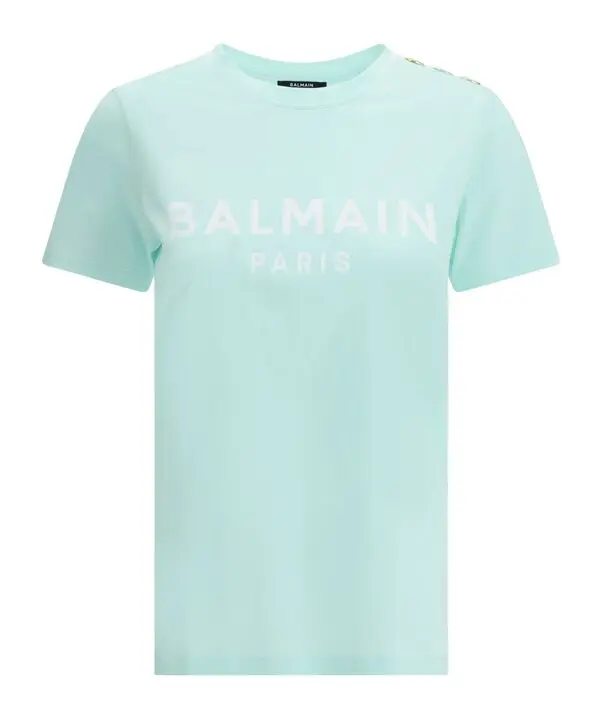 Balmain Logo Printed Crewneck T-shirt - Blue