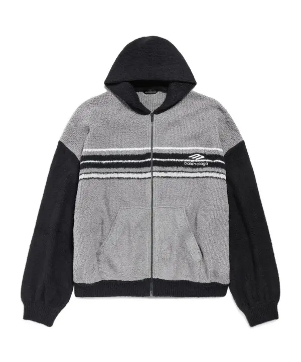 Balenciaga Logo Embroidered Zip-up Knit Jacket