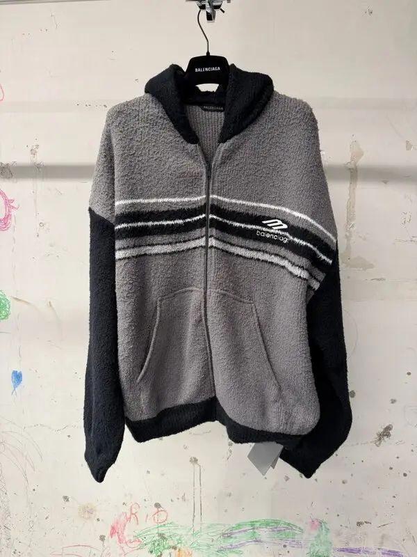 Balenciaga Logo Embroidered Zip-up Knit Jacket
