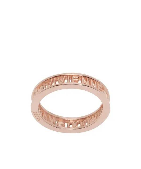 VIVIENNE WESTWOOD Rose Gold Tone Logo Ring - Yellow