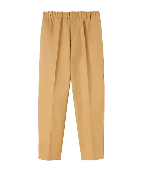 JIL SANDER Elasticated Waist Trousers With Tapered Cropped Leg - Sand Stone