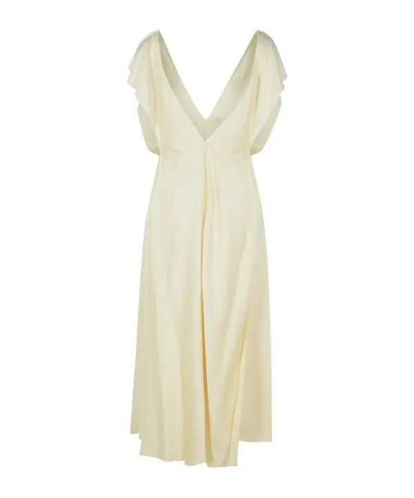 JIL SANDER V-neck Midi Dress - Ivory