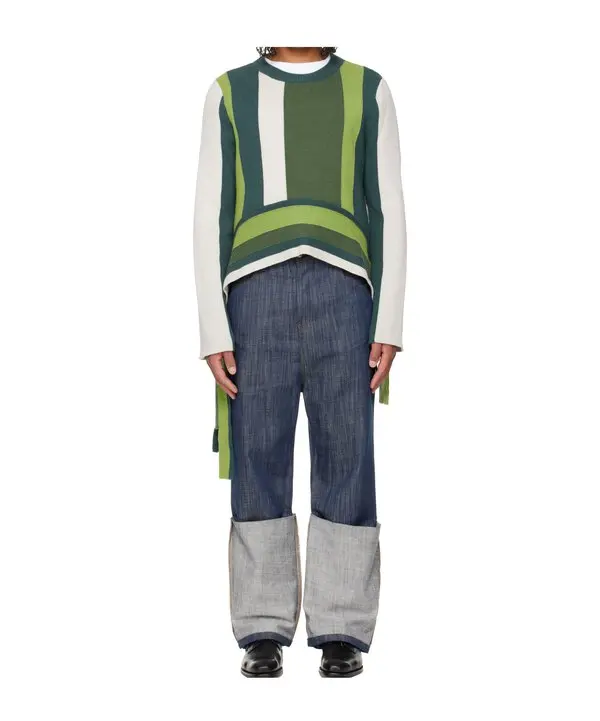 EDWARD CUMING Striped Ribbed Knit Sweater