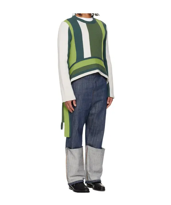 EDWARD CUMING Striped Ribbed Knit Sweater