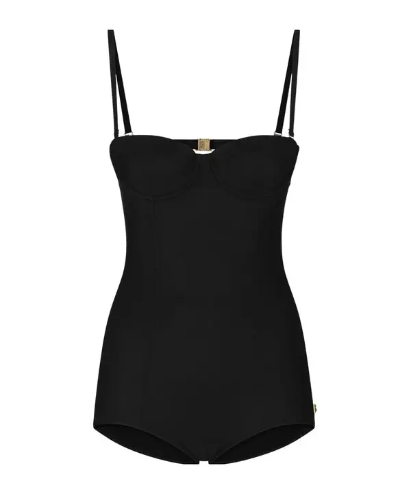 Dolce & Gabbana Dg Plaque One Piece Swimsuit - Black