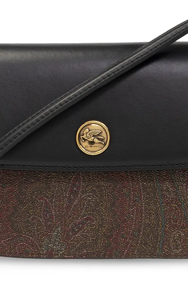 Etro Essential Jacquard Foldover Top Crossbody Bag - Black