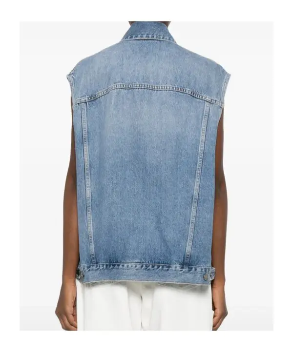 HAIKURE Sleeveless Denim Vest With Flap Pockets