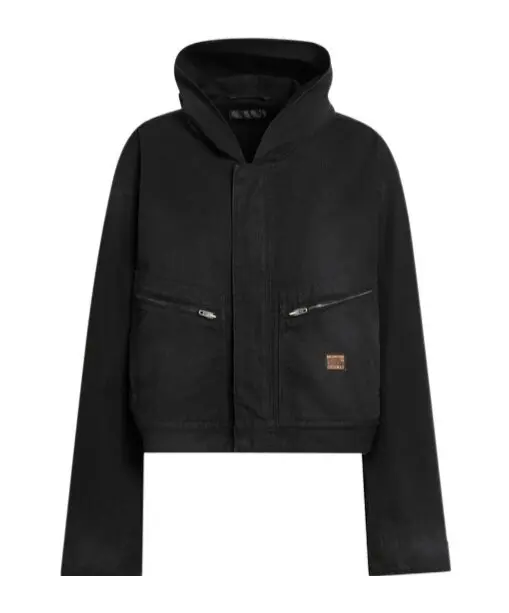 Balenciaga Zip Detailed Hooded Jacket - Black