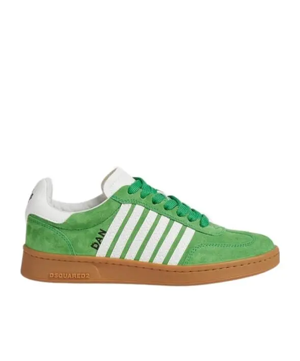 Dsquared2 Striped Suede Trainers With Contrasting Details - Green/white
