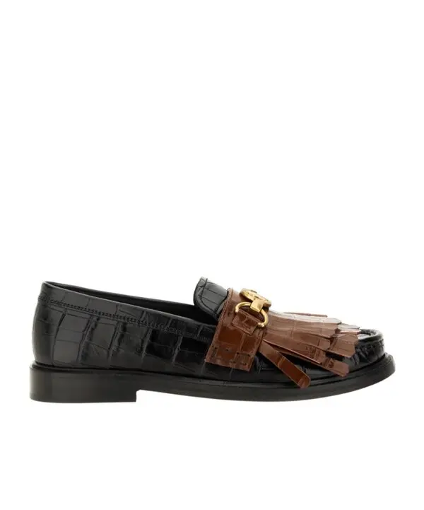 Moschino Moccasins With Fringes And Coin Detail - Black
