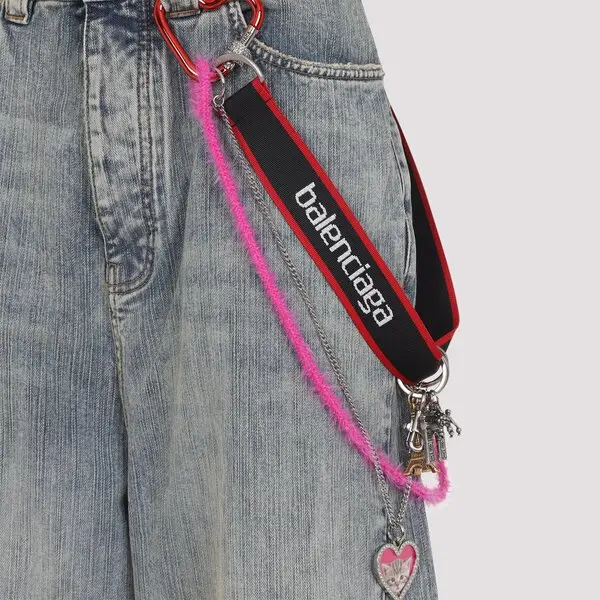 Balenciaga Wide-leg Jeans With Embellished Charm Detail - Gray