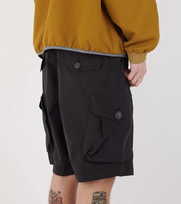 AND WANDER Oversized Cargo Shorts With Belted Waist - Black