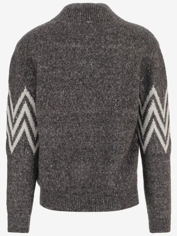 Herno Zigzag Pattern Collared Sweater - Black