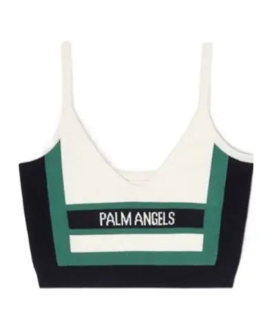Palm Angels Cb Racing Jacquard Knit Tank Top - Navy Blue-off White