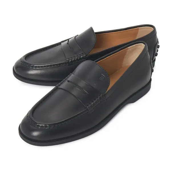 TOD'S Penny Leather Loafers - Black