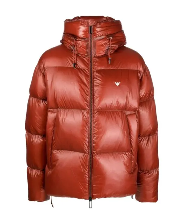 Emporio Armani Logo-embroidered Hooded Padded Jacket - Red