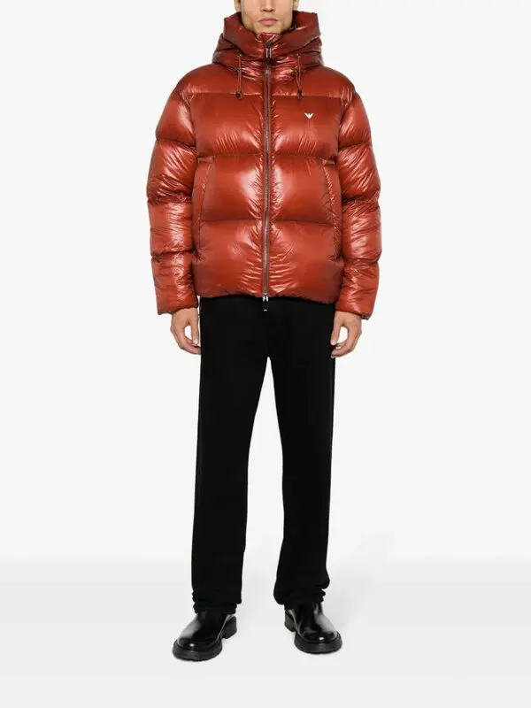 Emporio Armani Logo Embroidered Hooded Padded Jacket