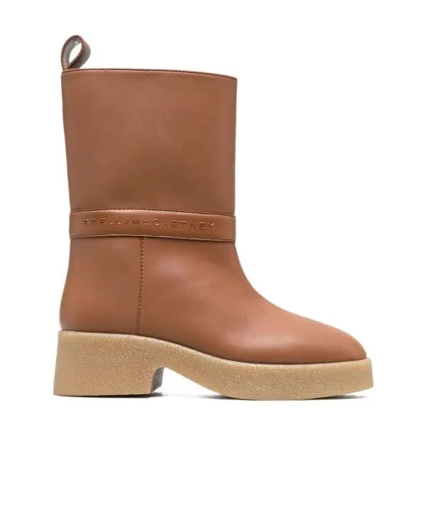 Stella McCartney Logo Embossed Pull-on Ankle Boots - Brown