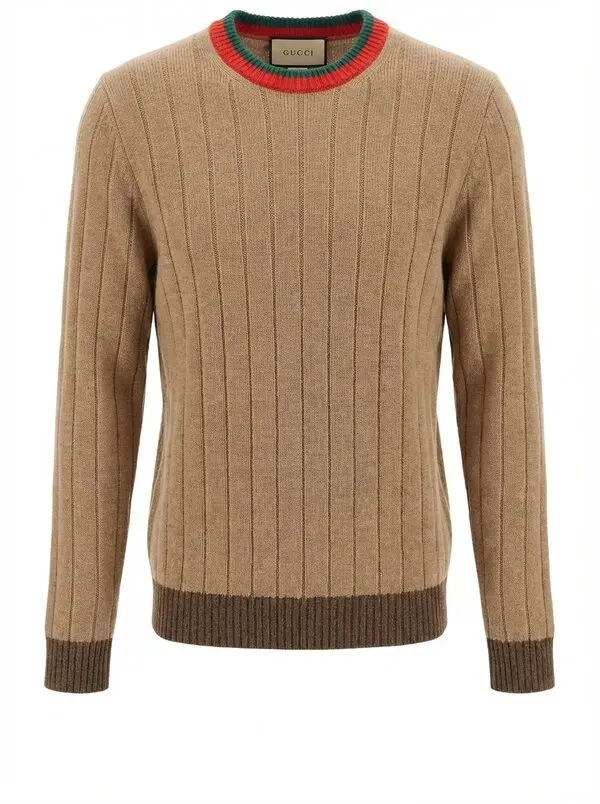 Gucci Ribbed Knit Jumper - Brown