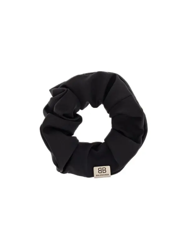 Balenciaga Logo Patch Hair Scrunchie - Black