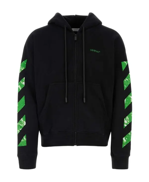 Off-White Arrows-print Zip-up Cotton Hoodie