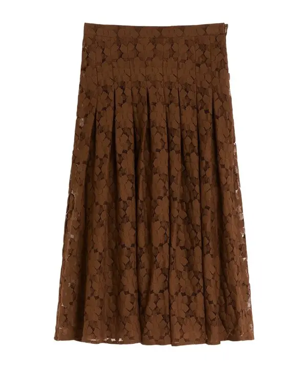 Max Mara Lace Midi Skirt - Chocolate-colored