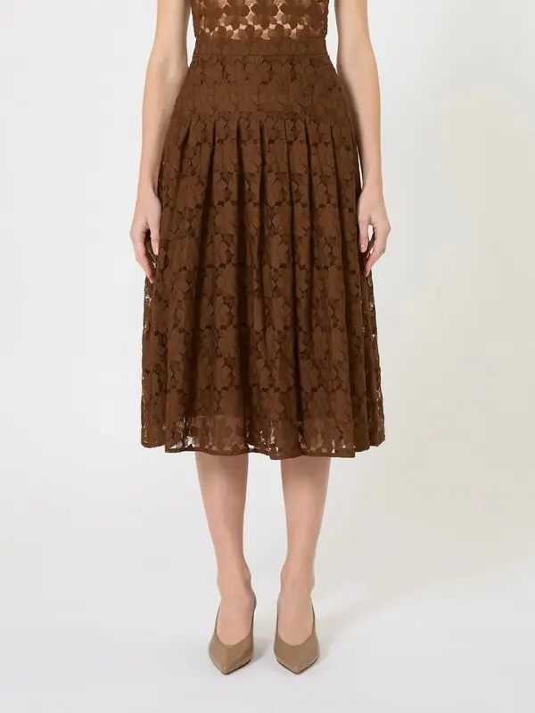 Max Mara Lace Midi Skirt - Chocolate-colored