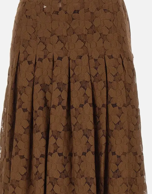 Max Mara Lace Midi Skirt - Chocolate