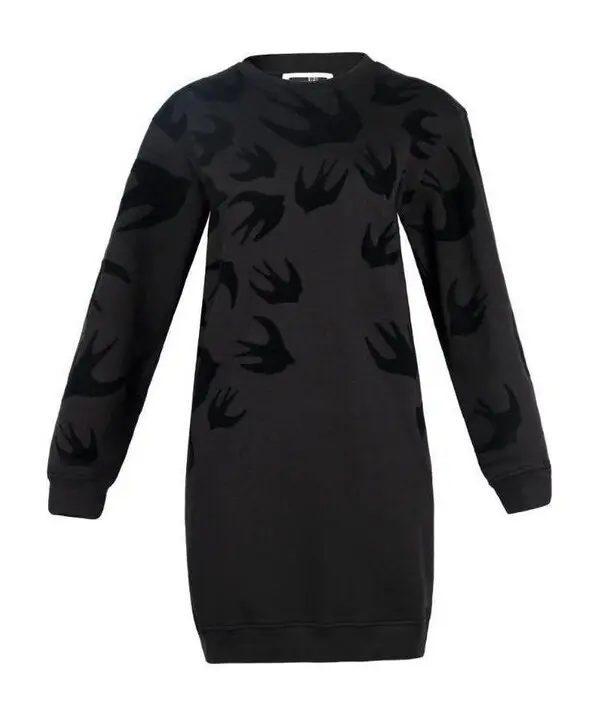 Alexander McQueen Long Sleeve Logo Dress - Black