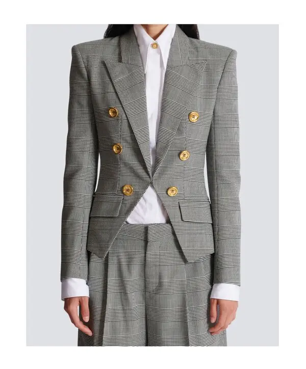 Balmain Prince Of Wales Jacquard 6-button Jacket